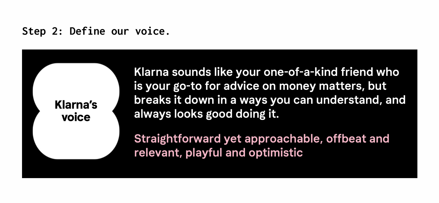 Developing voice and tone guidelines | Klarna